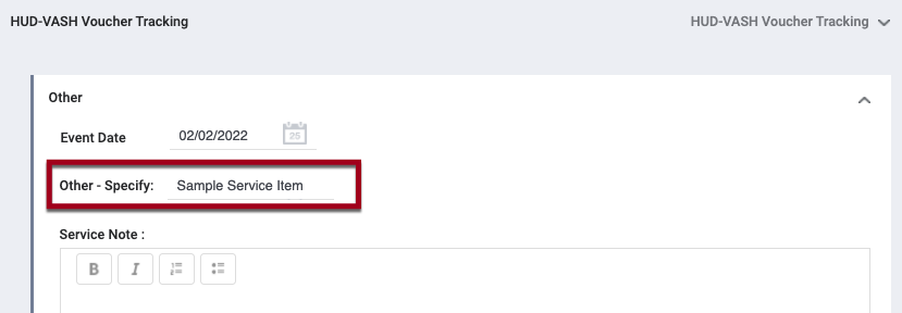 Recording and Editing Service Items in the Client Record