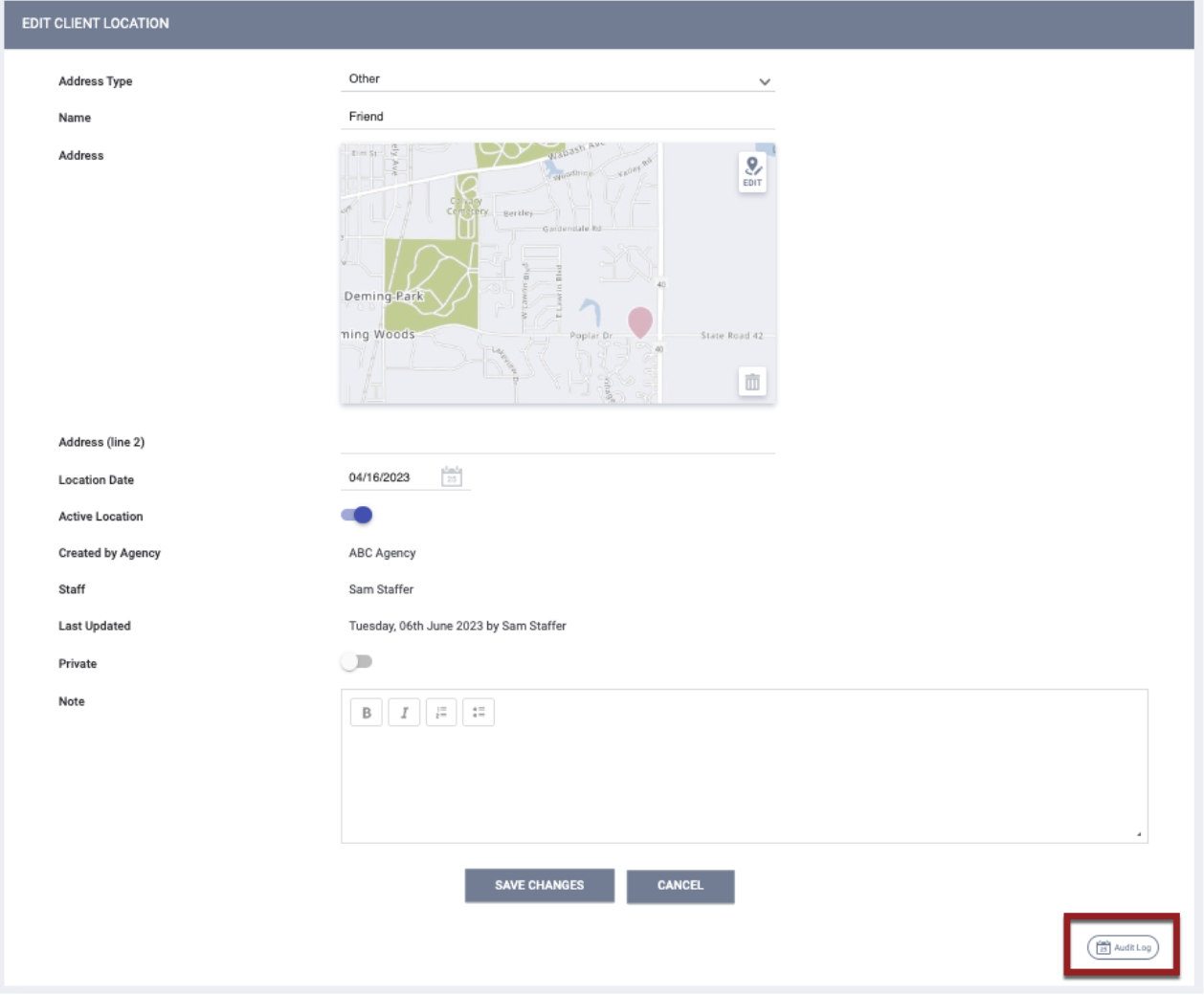 Location Tab Overview
