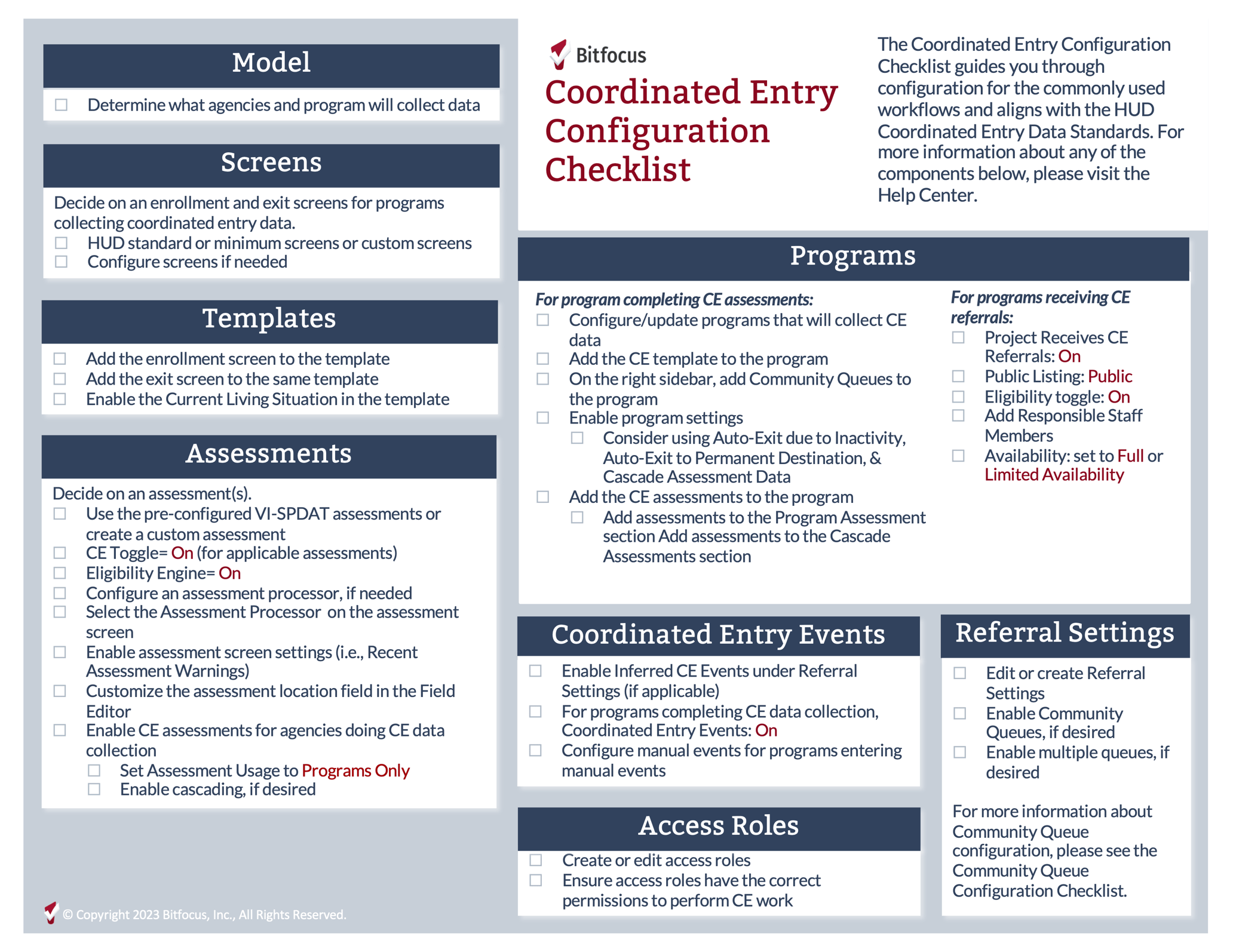 Coordinated Entry Checklist
