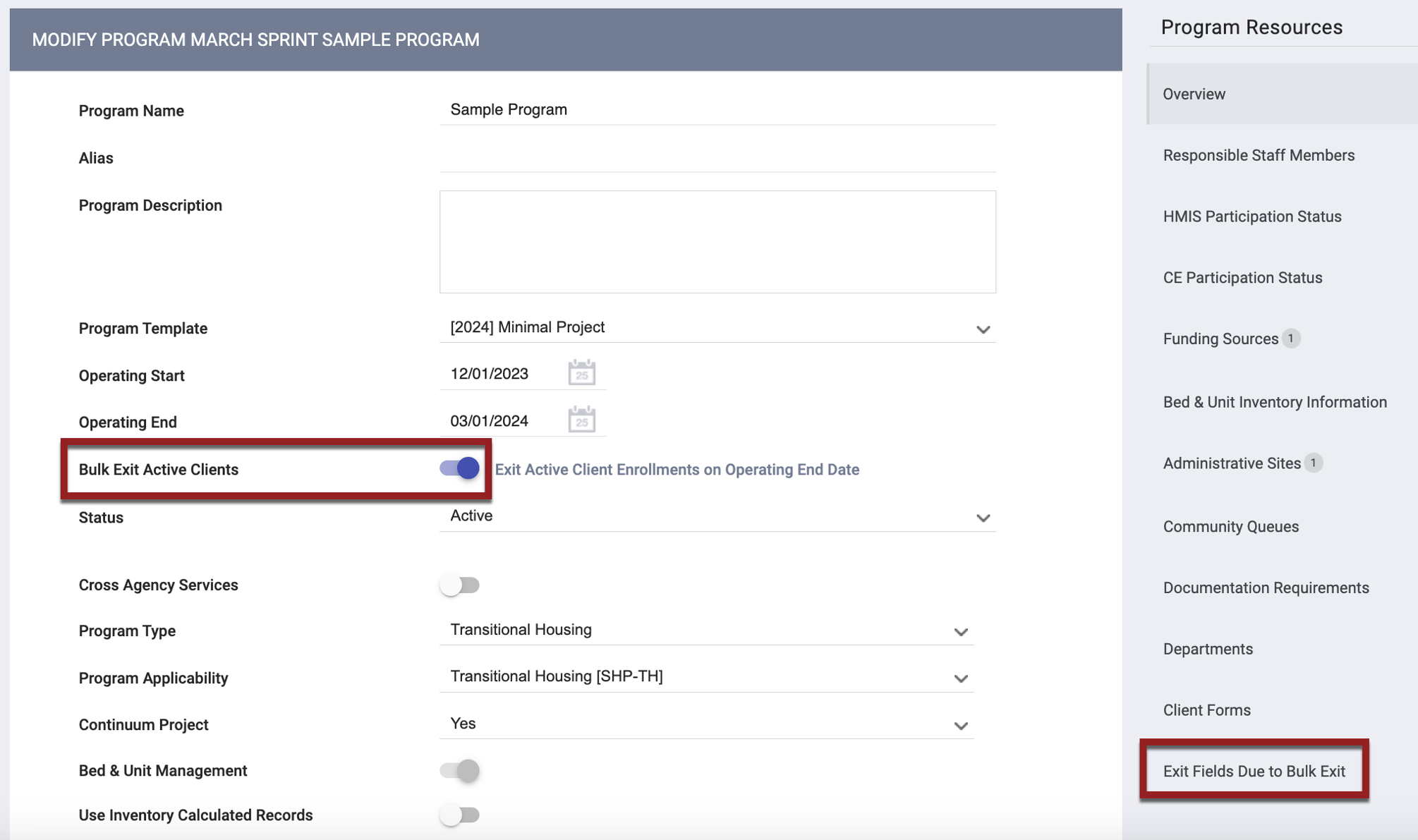 Bulk Exit Active Clients