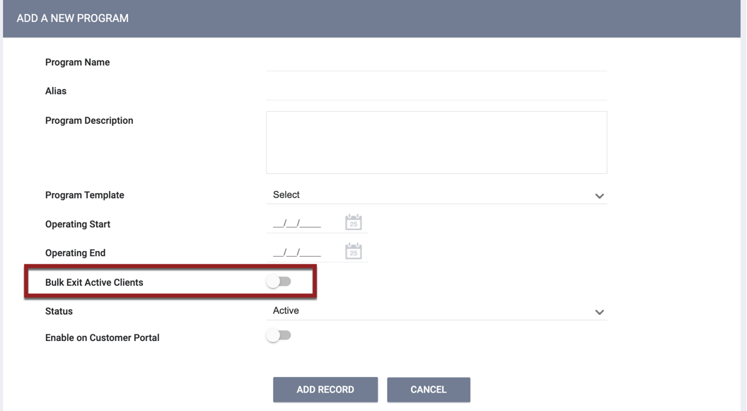 Bulk Exit Active Clients