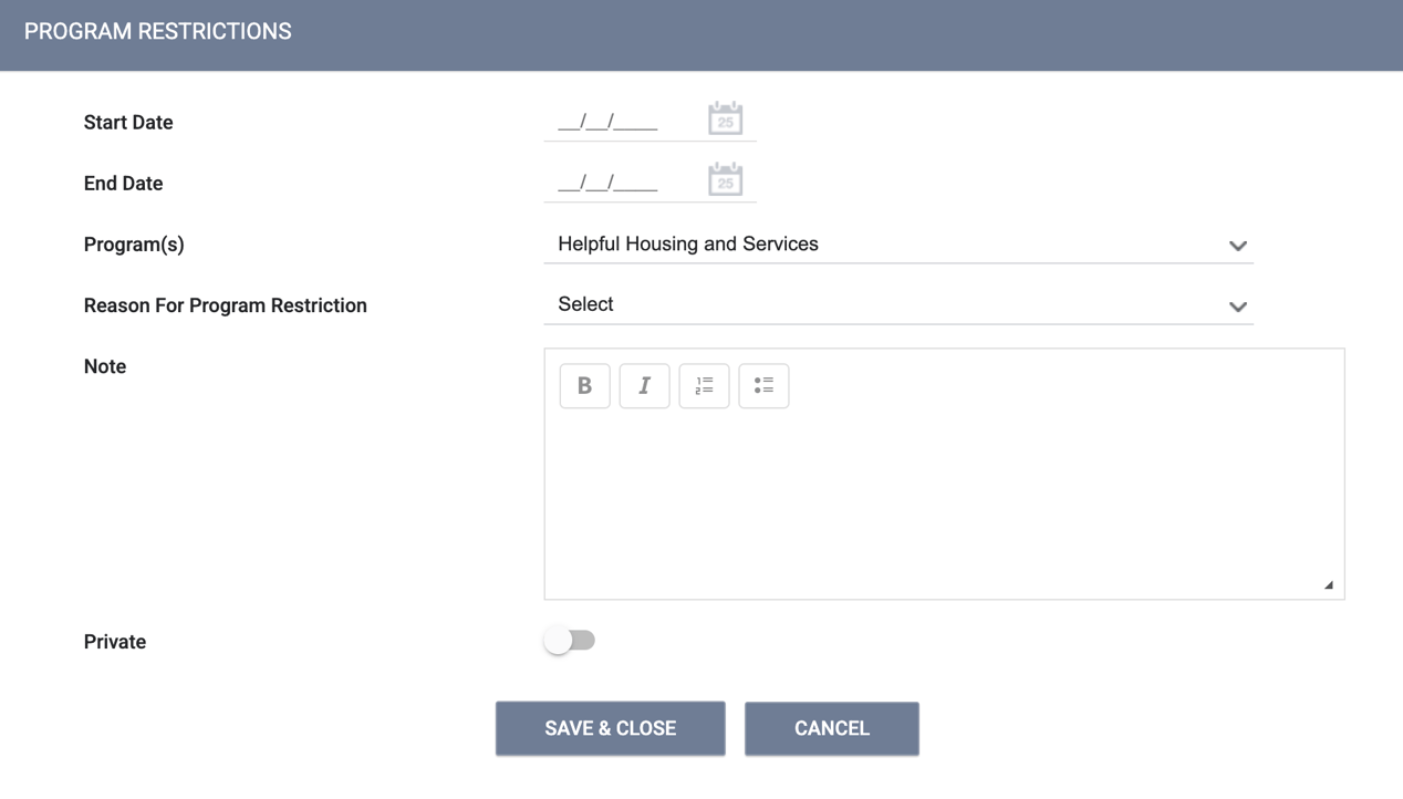 How Do I Create a Program Restriction?